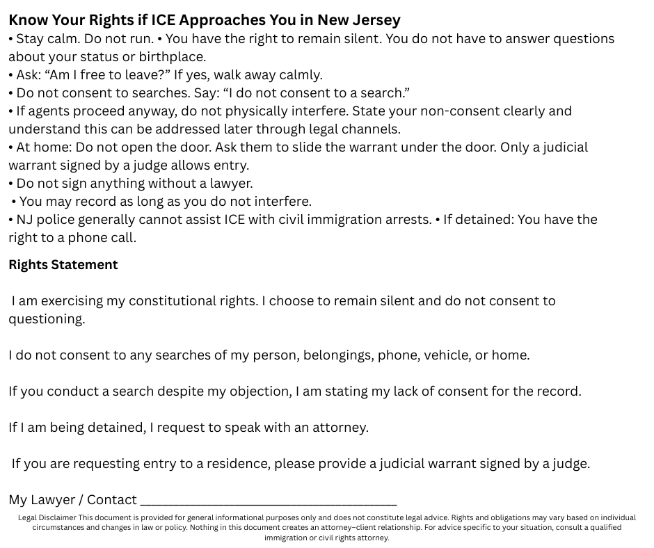 Know Your Rights: ICE and Law Enforcement in New Jersey - nj21st